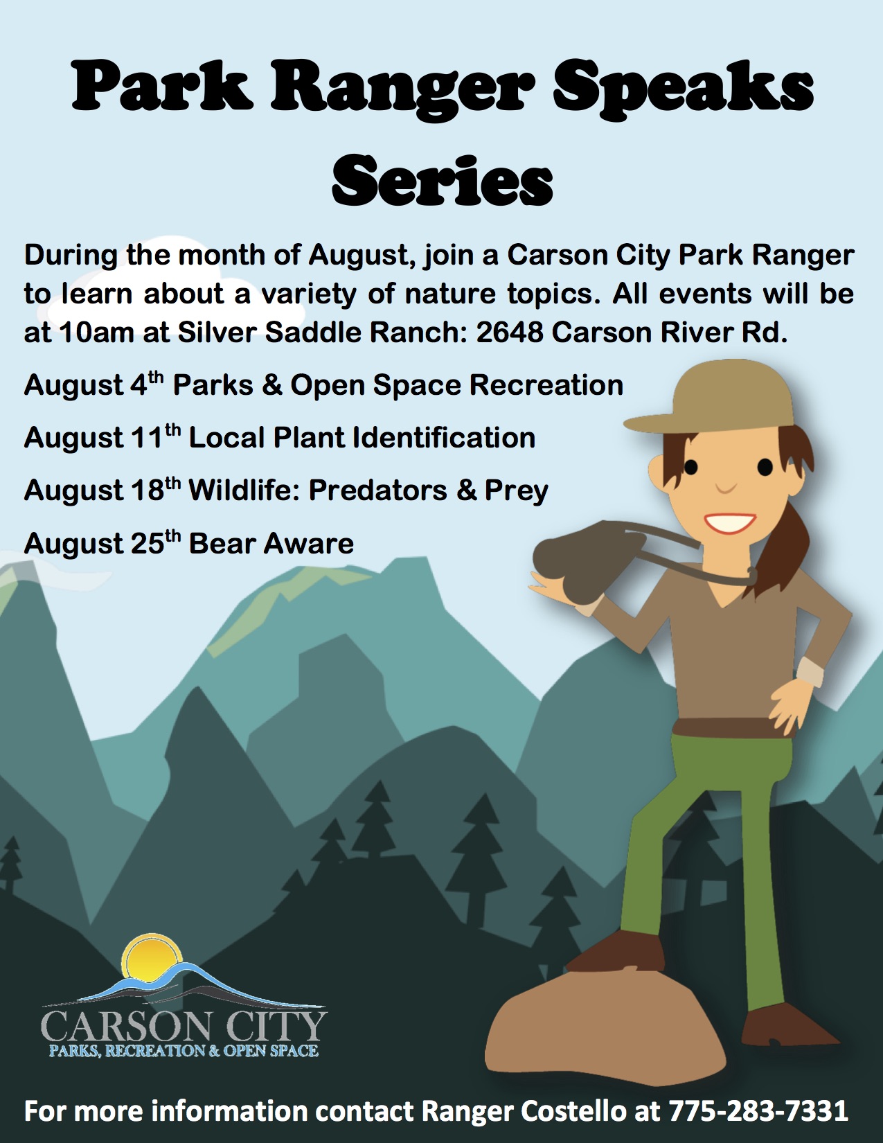 Park Ranger Speaks Series | Silver Saddle Ranch | Nevada Events